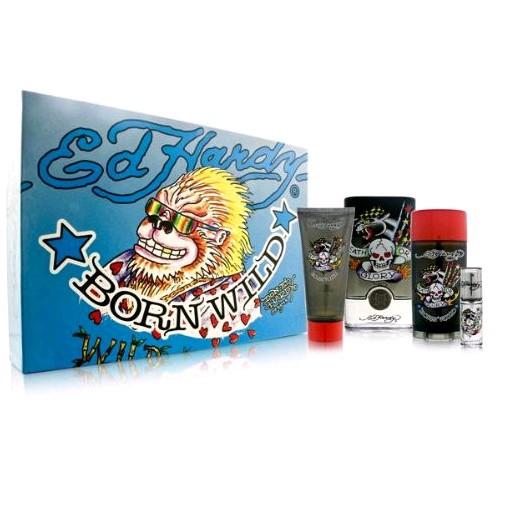 Ed Hardy Born Wild By Christian Audigier, 4 Piece Gift Set For Men ...